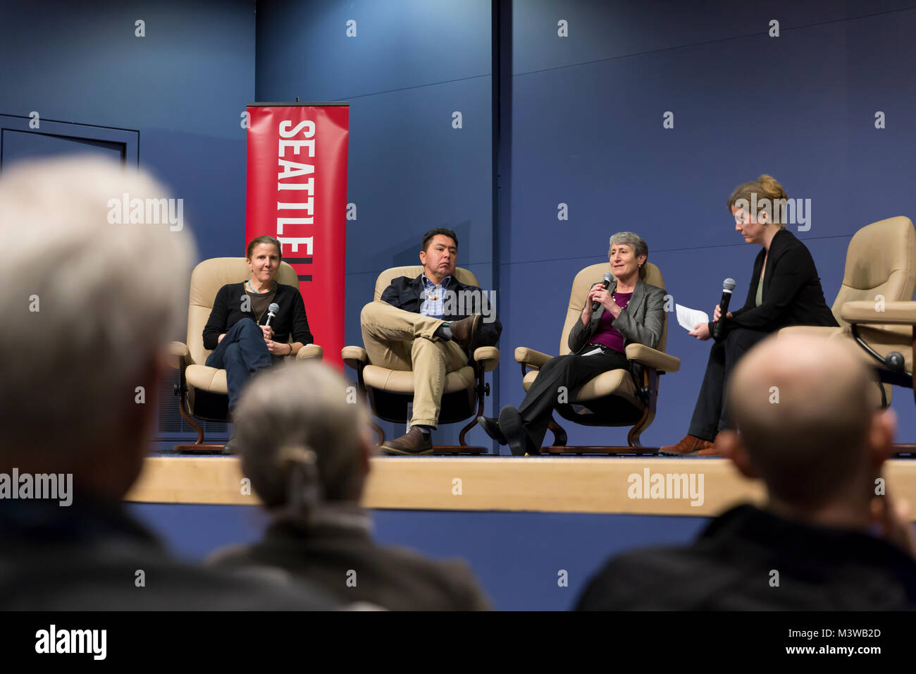 Seattle, Washington: Sally Jewell speaks during the "Thin Green Line ...