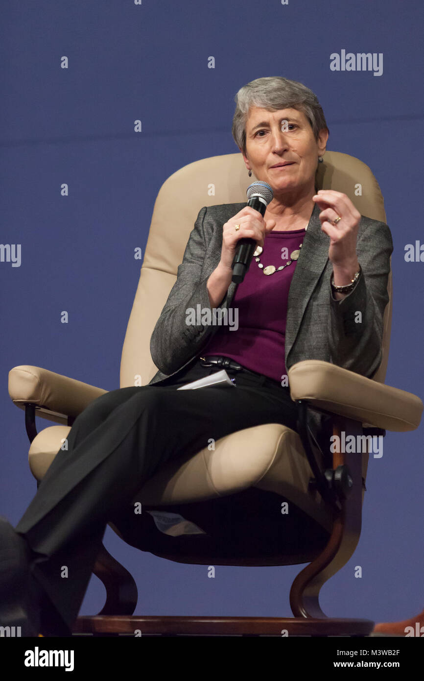 Seattle, Washington: Sally Jewell speaks during the "Thin Green Line ...