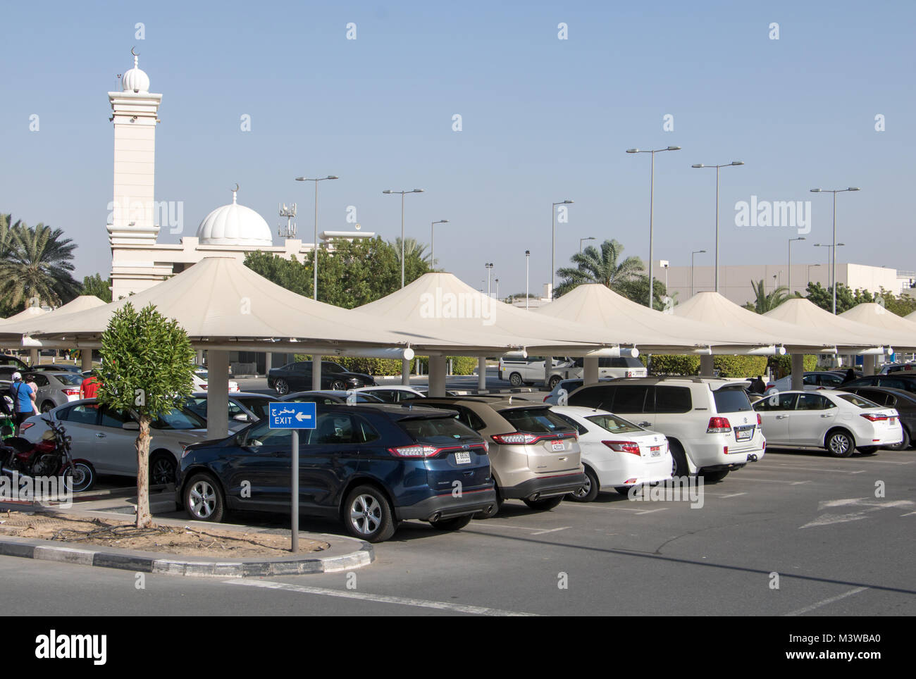 DUBAI, UAE, JAN 16 2018, cars are under a roof in a car park at Dubai ...