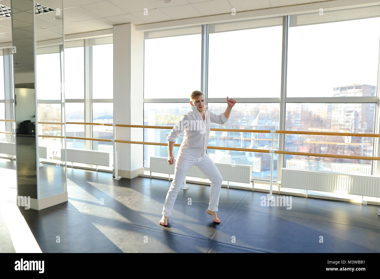 Winner of dancing competition training at gym studio Stock Photo - Alamy