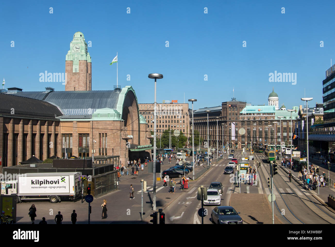 FINLAND, HELSINKI, JUL 02 2017, Main train station at Helsinki ...