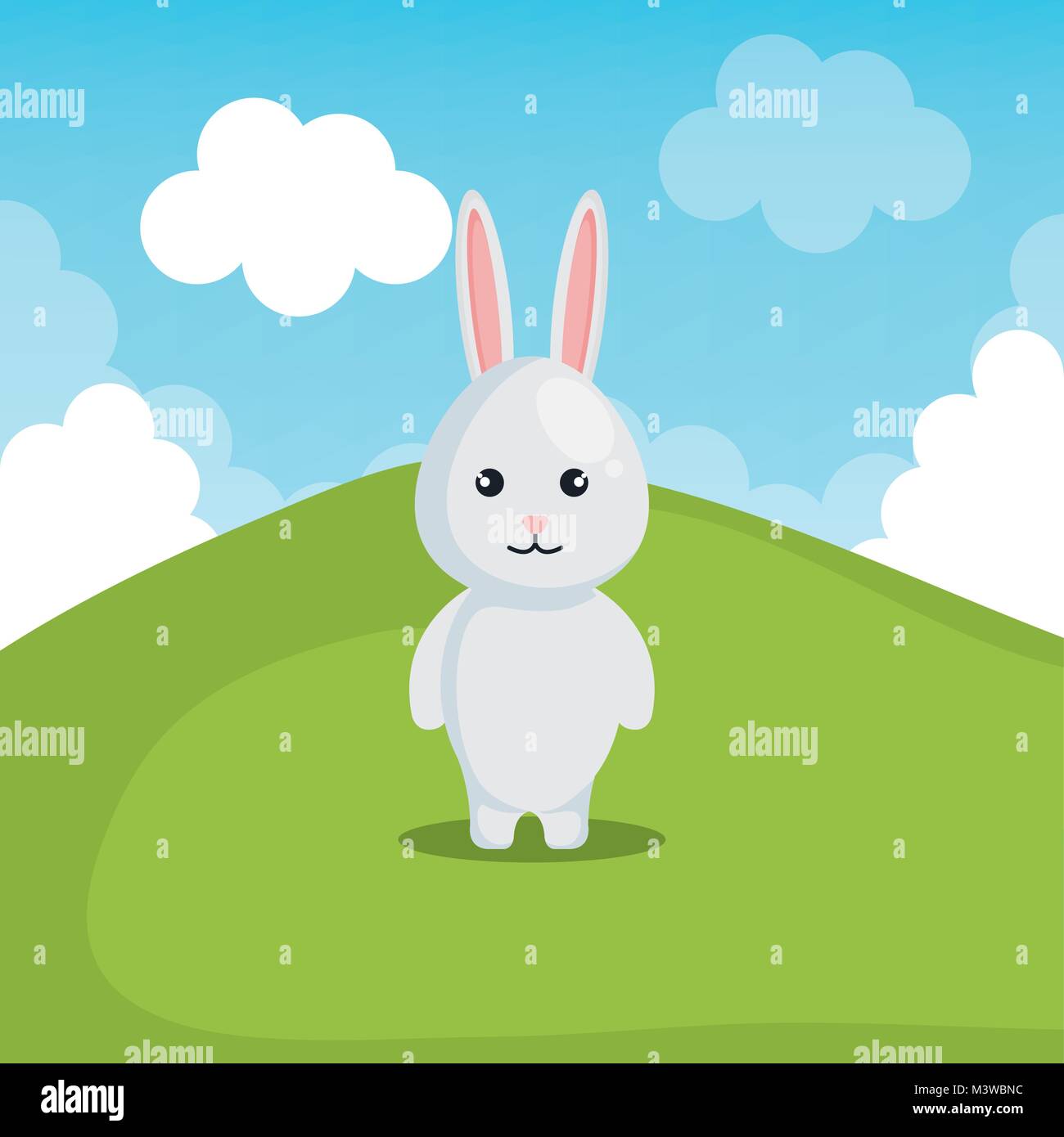 cute rabbit in landscape vector illustration design Stock Vector Image ...