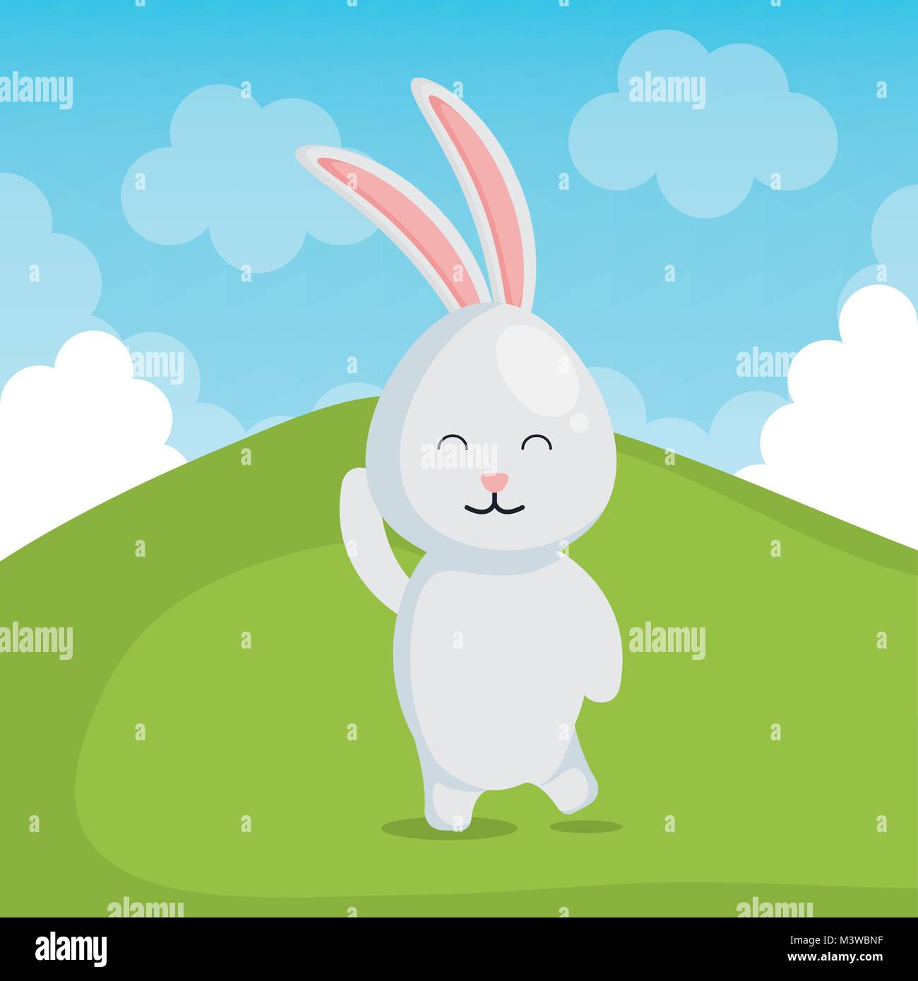 cute rabbit in landscape vector illustration design Stock Vector Image ...