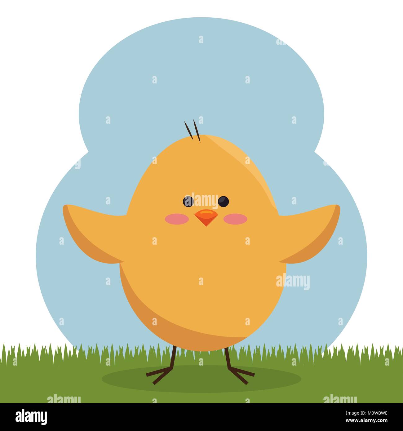 little chicken in grass vector illustration design Stock Vector Image ...