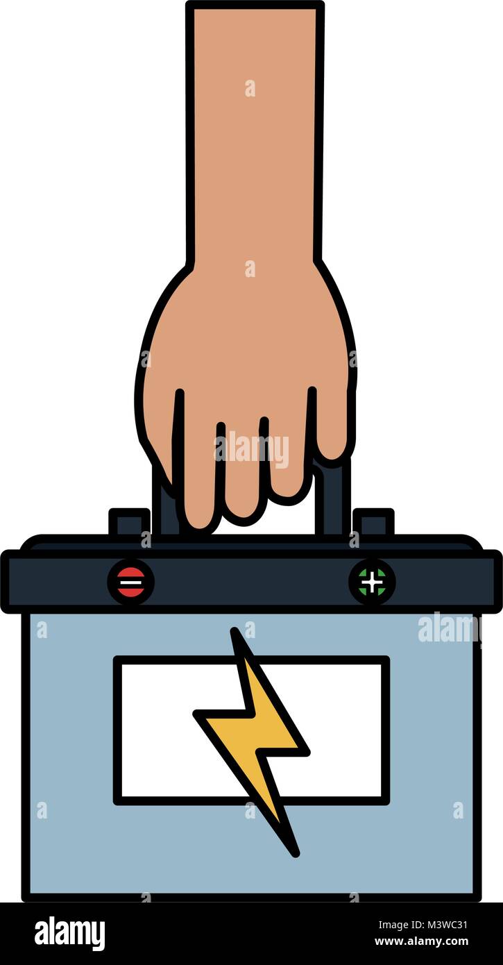 hand with battery car isolated icon Stock Vector Image & Art - Alamy