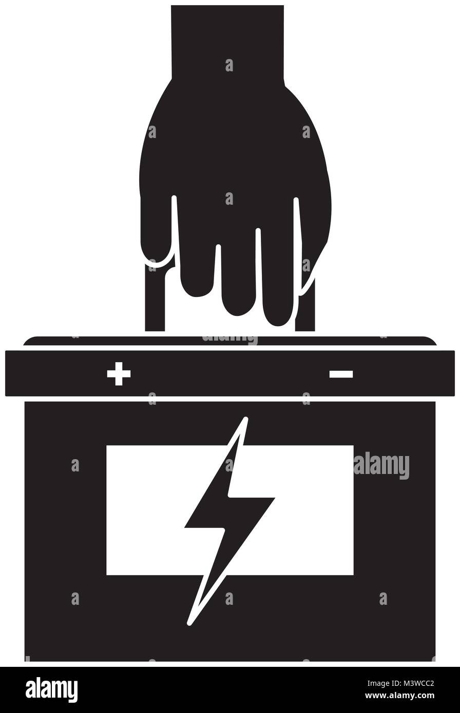 hand with battery car isolated icon Stock Vector Image & Art - Alamy