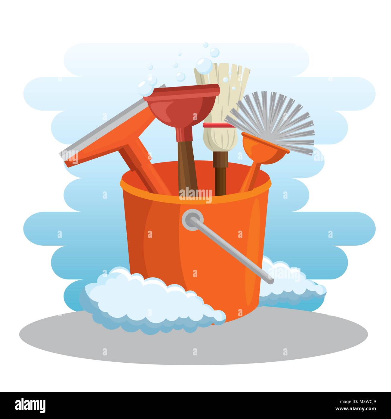 cleaning supplies with bucket and brush Stock Vector Image & Art - Alamy