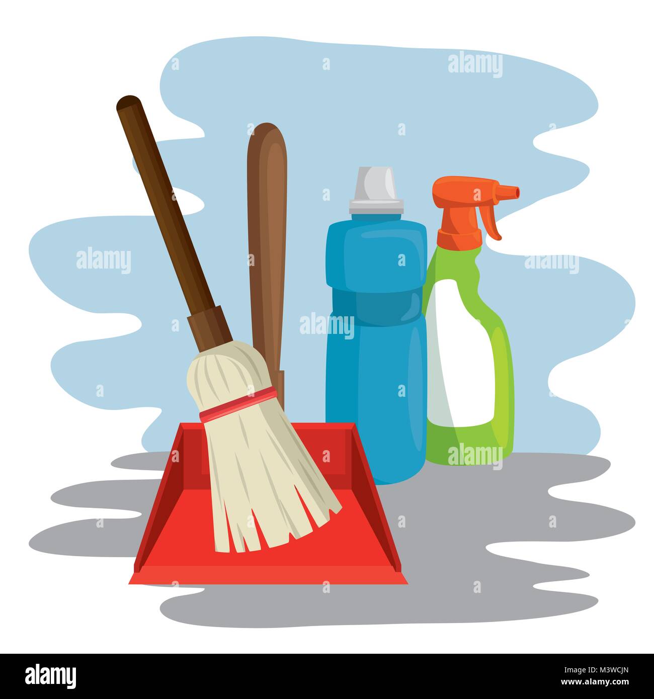 Cleaning set supplies dustpan Stock Vector Images - Alamy