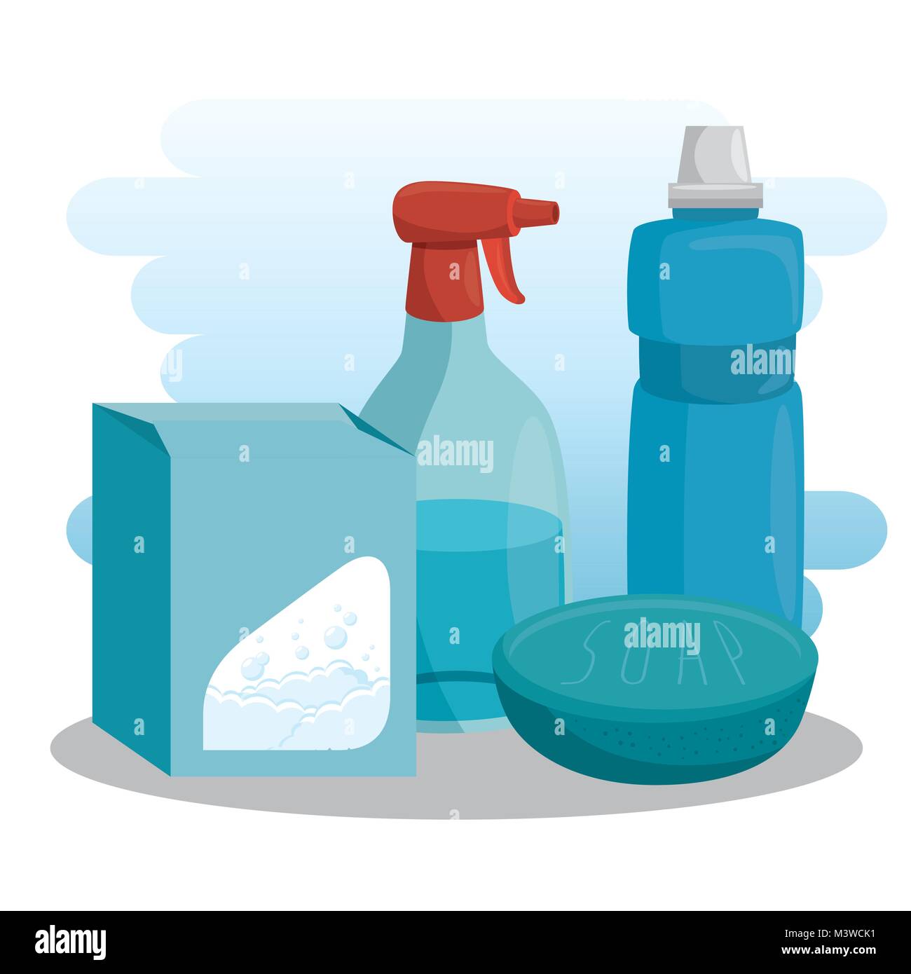 cleaning supplies with soap detergent spray Stock Vector Image Art Alamy