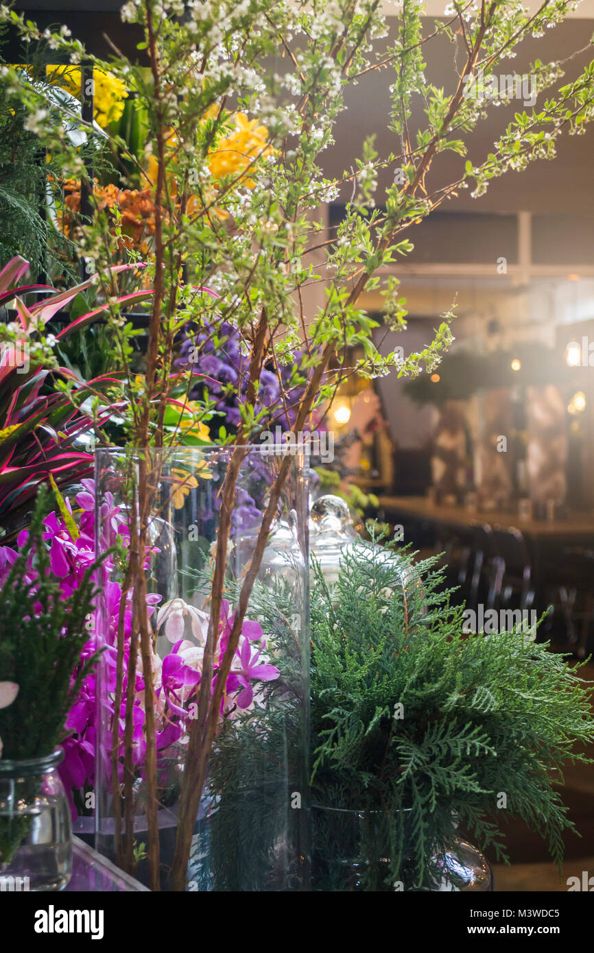 Flower vase decorated in health spa, stock photo Stock Photo - Alamy