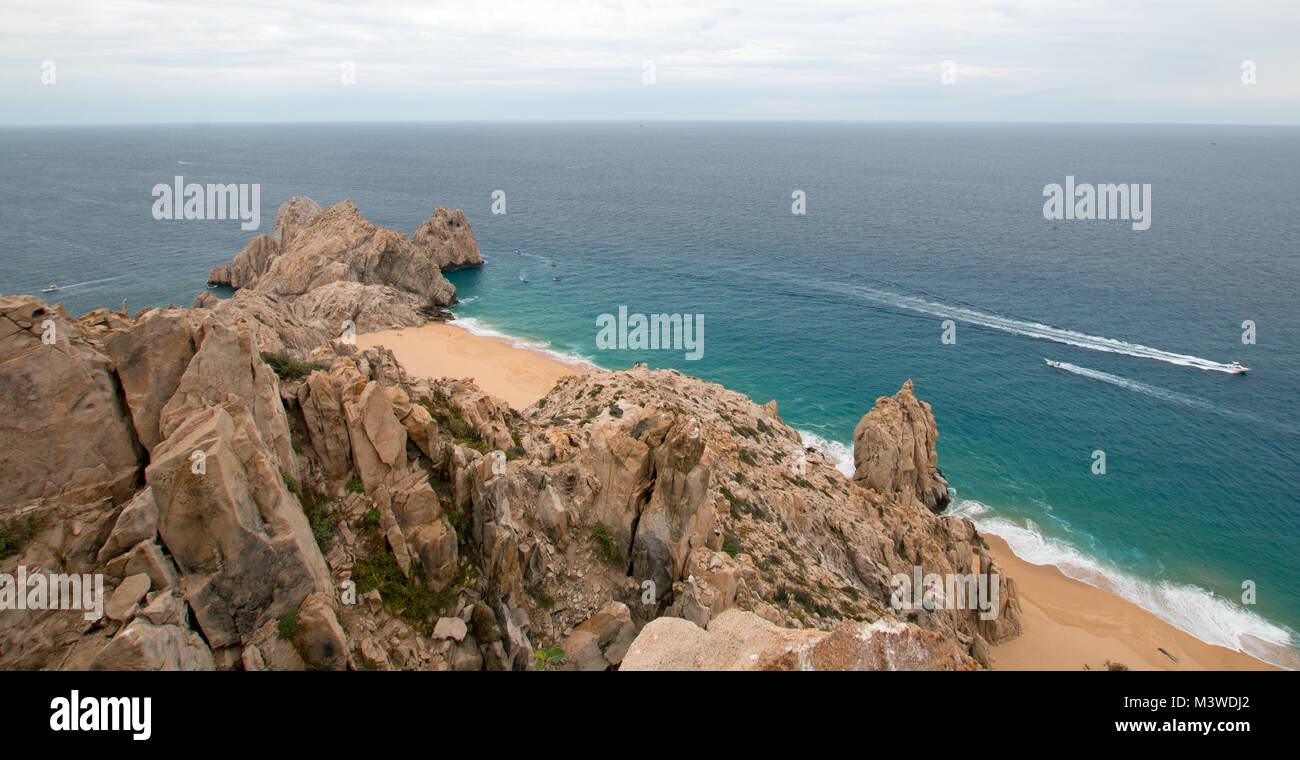 Lands End and Divorce Beach as seen from top of Mt Solmar in Cabo San ...