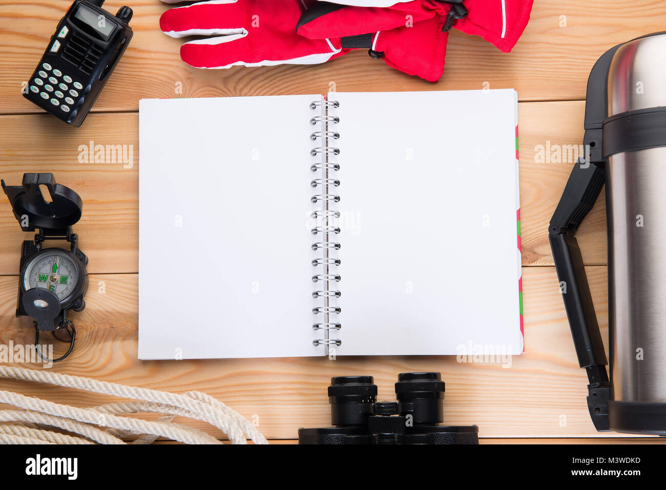 a notepad for inscription surrounded by equipment for a dangerous ...