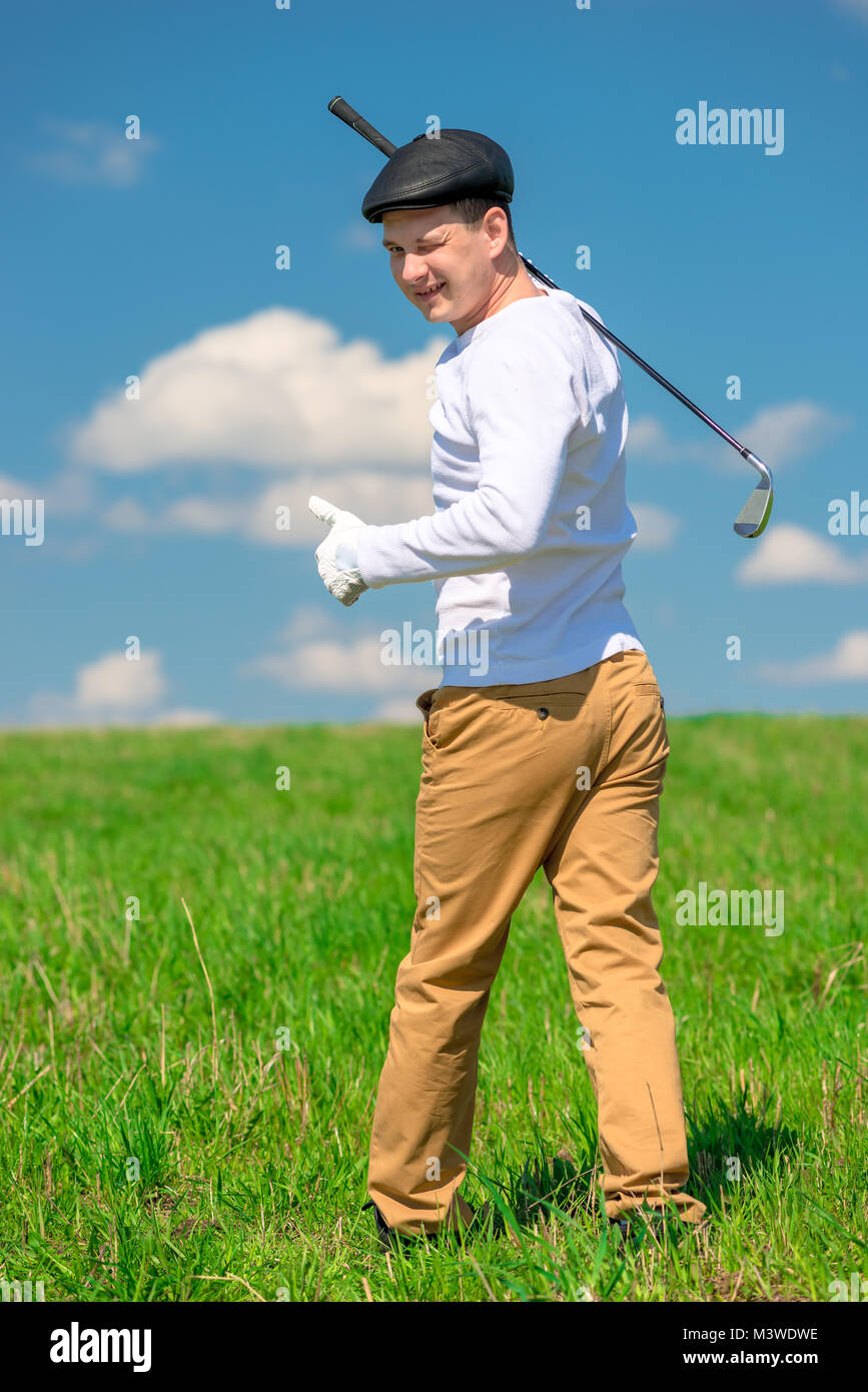 happy golfer celebrates a victory in the game of golf Stock Photo - Alamy