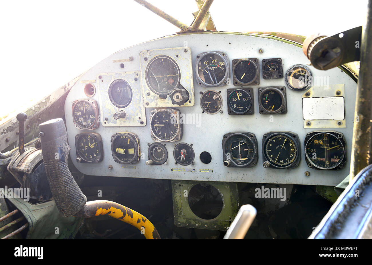 old cockpit of plane at war museum for tourist learning and take photo ...