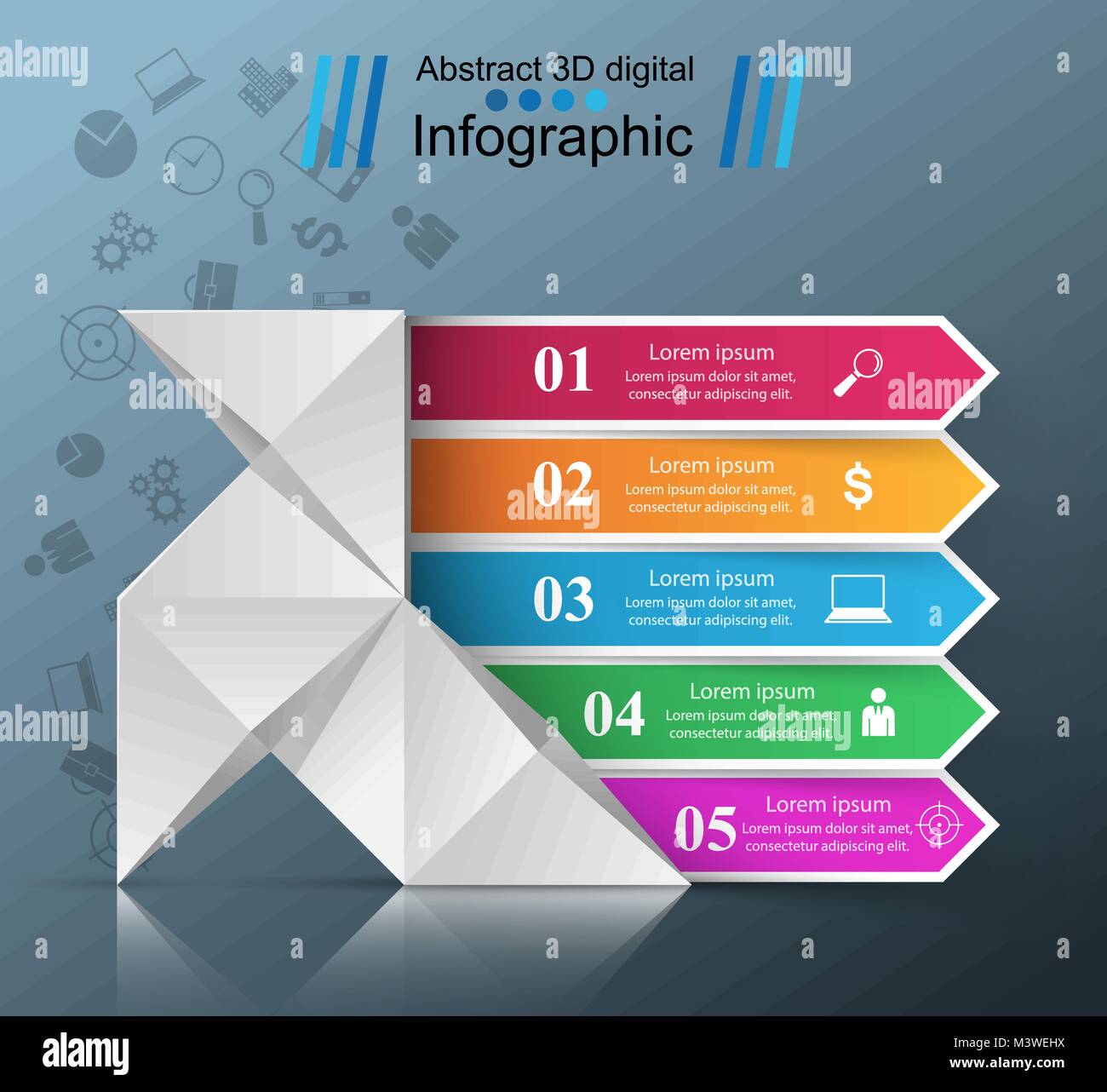 Five paper infographic origami. Dove, bird icon Stock Vector Image ...