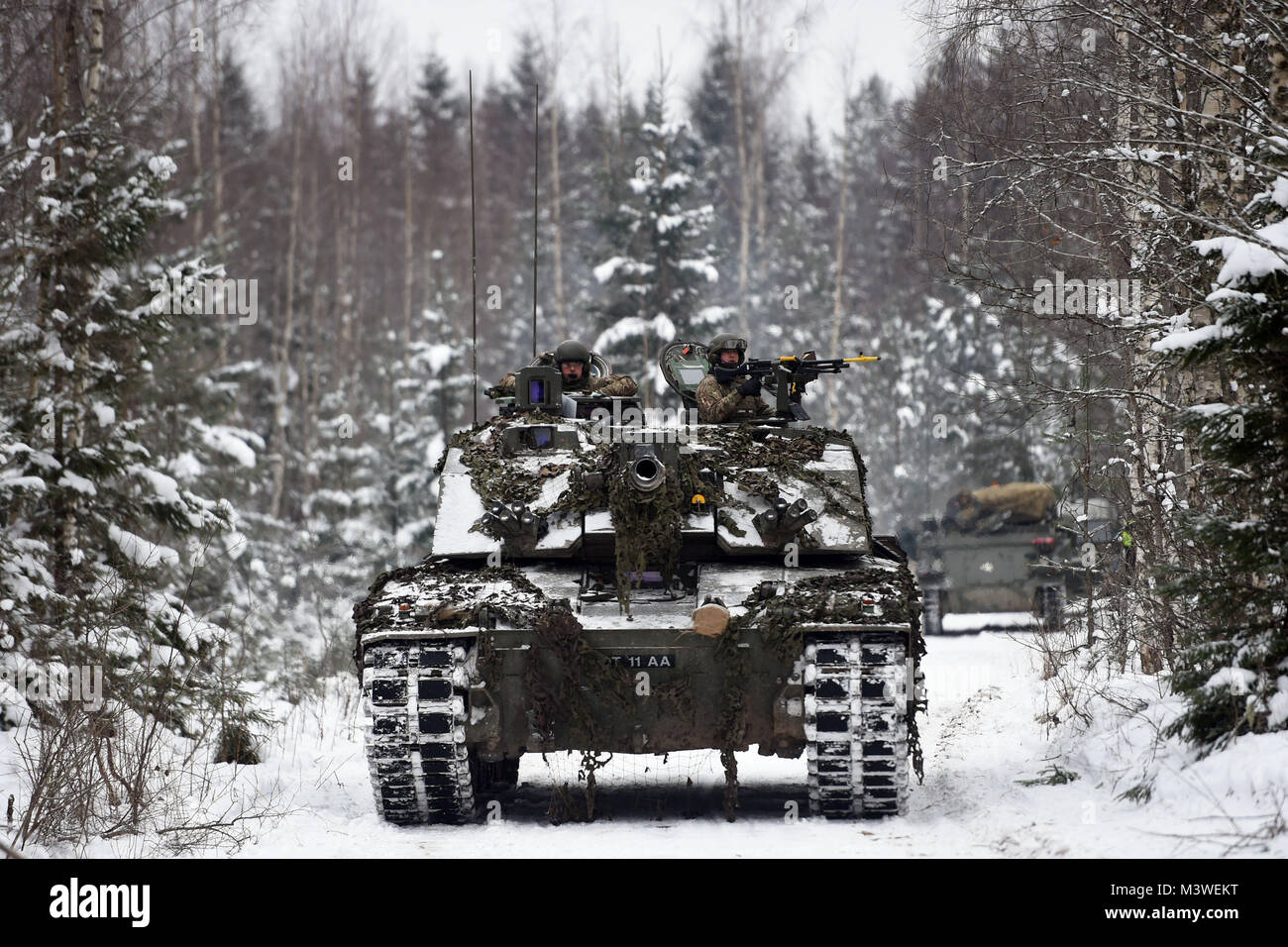 A Challenger 2 tank at a training area near Tapa in Estonia, as 1st ...