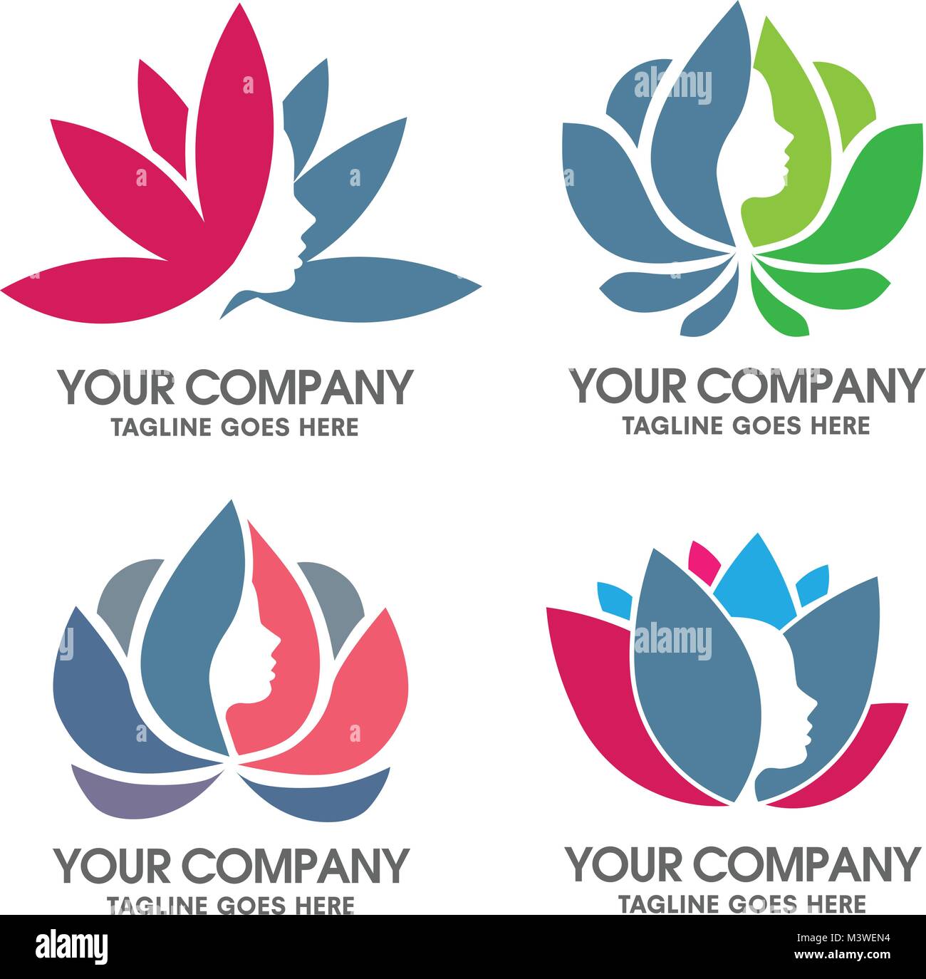 elegant and modern concept female face on Lotus flower Stock Vector ...