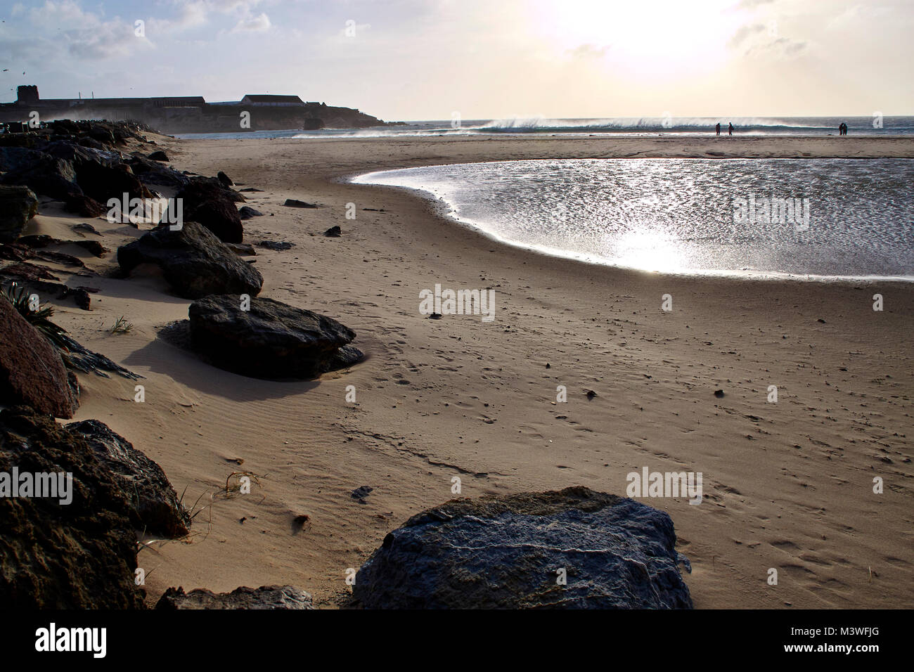 Tarifa beach walk, Punta de Tarifa and Isla de Las Palomas Stock Photo ...
