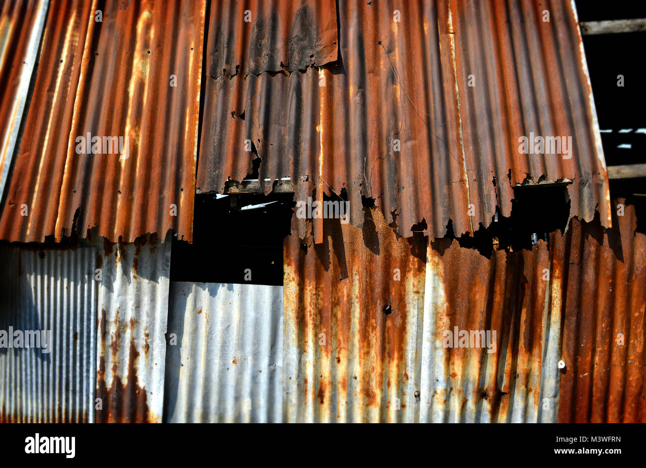 old and rusty galvanised on poor house textureand color from past time ...
