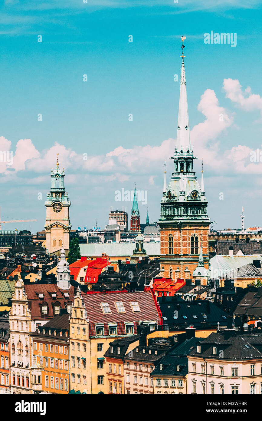 Stockholm, Sweden. Historical Center With Tall Steeple Of The German ...