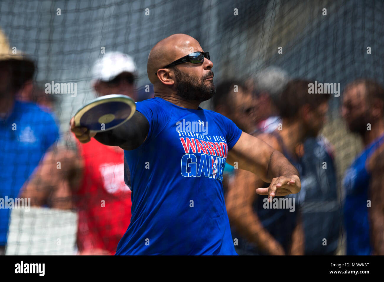 Air Force Master Sgt. Jarod Jones throws discus in the 2017 Dept. of ...
