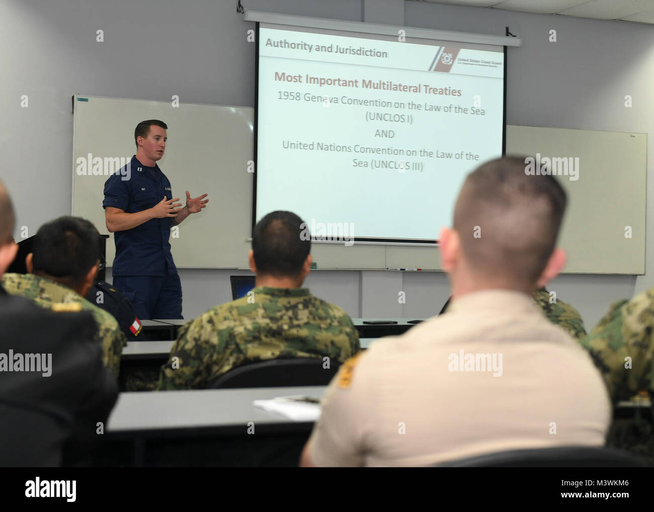 LIMA, Peru (July 16, 2917) - U.S. Coast Guard Lt. Andrew Ray conducts a ...