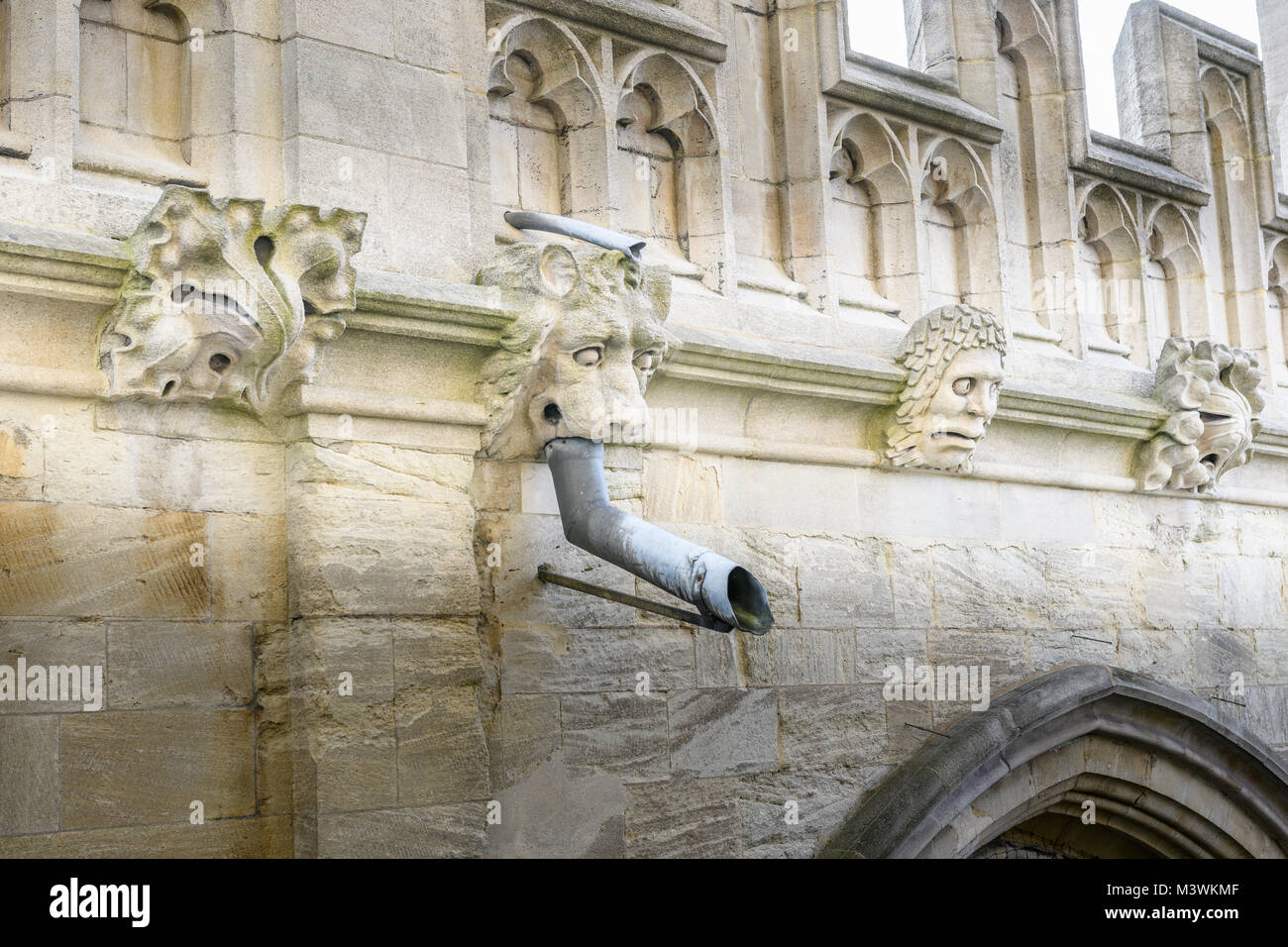 Grotesque sculptures on the wall of the christian church of St Mary the ...