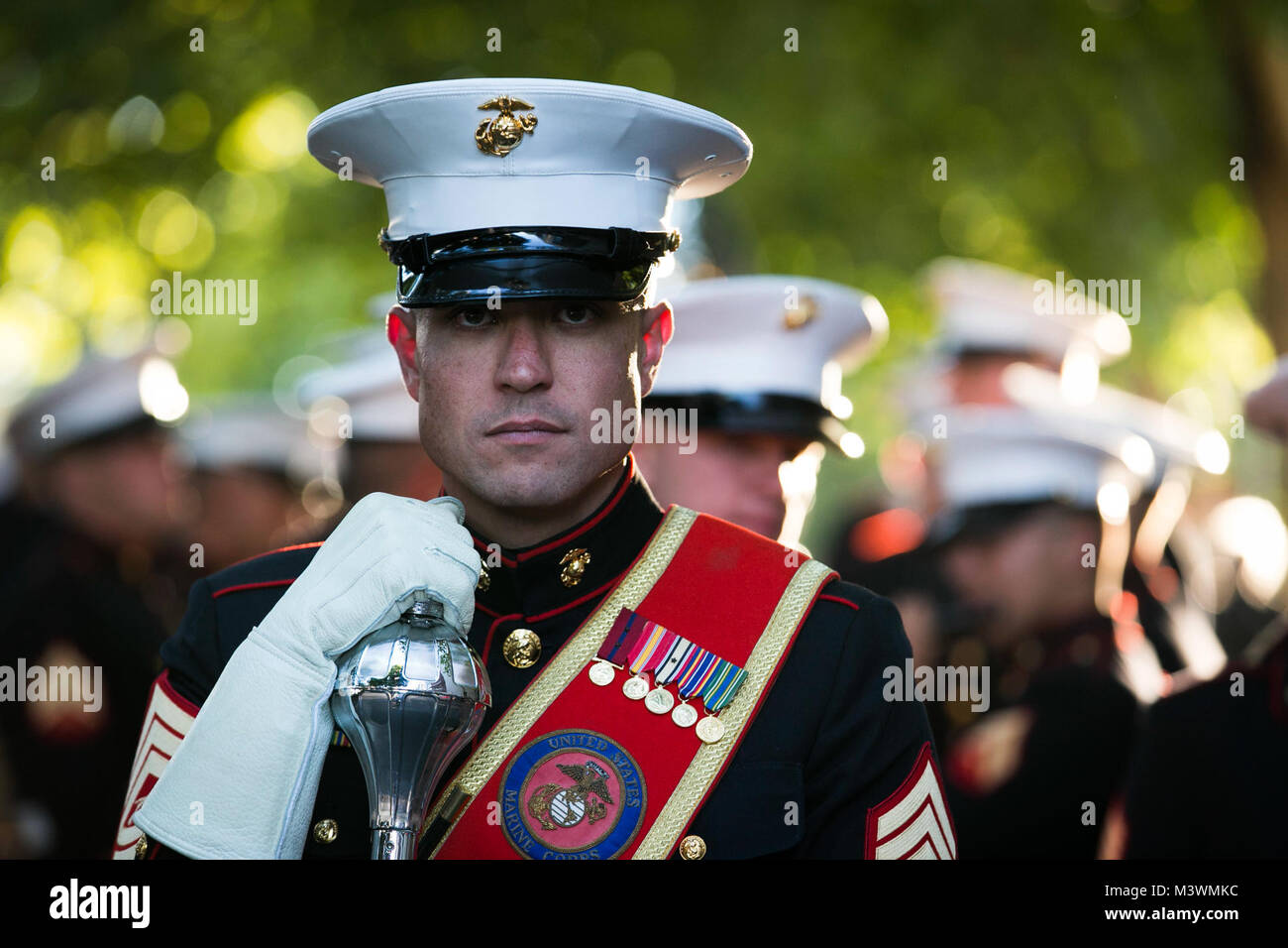 Gunnery Sgt. Robert Brooks, drum major for the 1st Marine Division Band ...