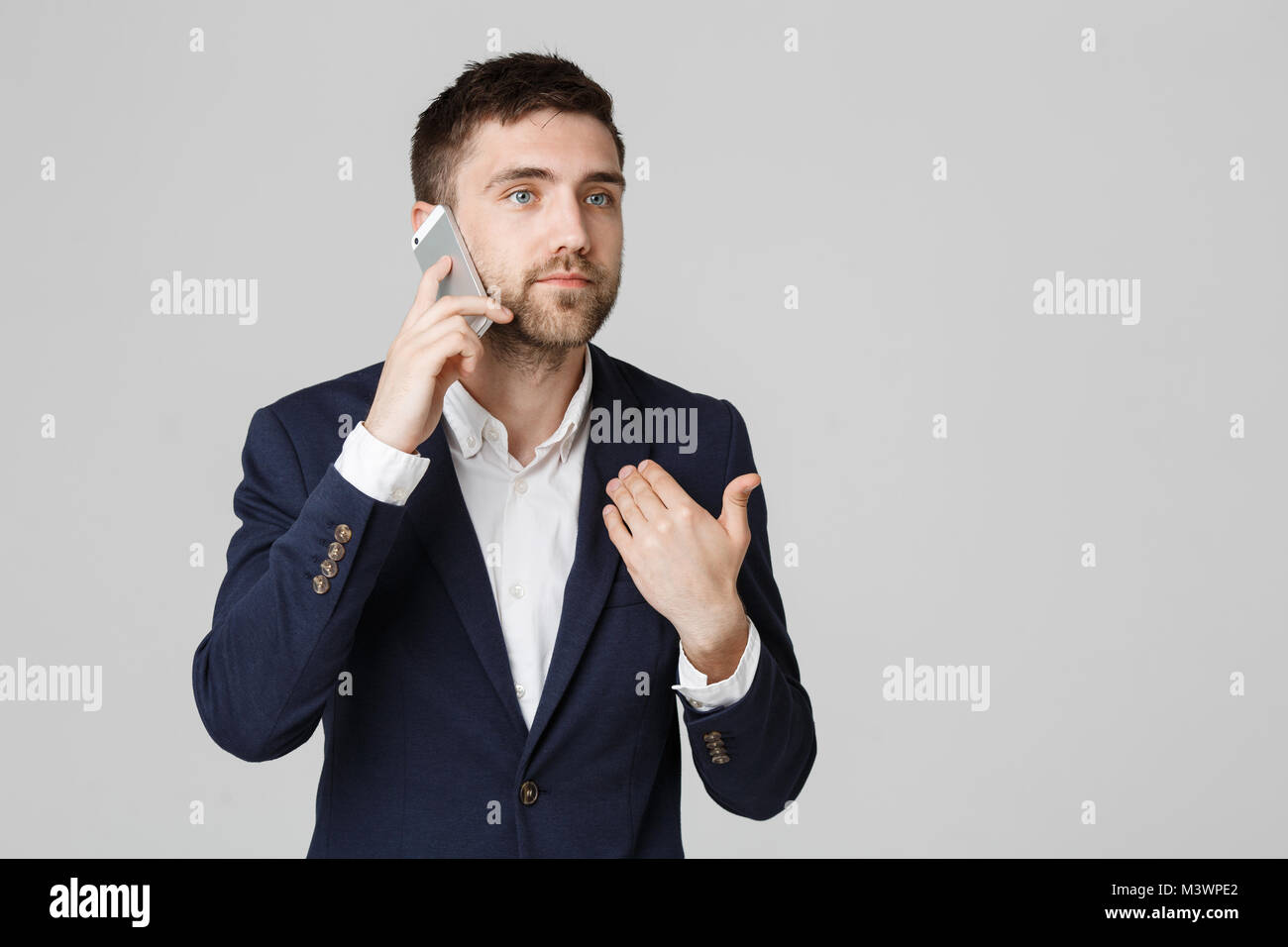 Business Concept - Portrait young handsome angry business man in suit ...