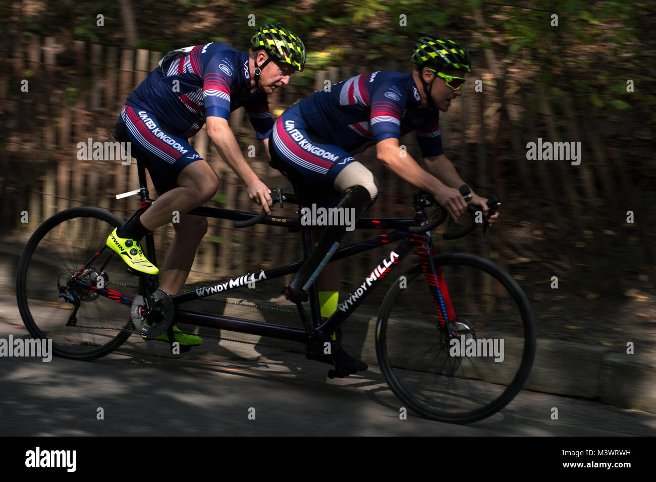 Visually impaired cyclist Jamie Weller of Team Great Britain races a ...