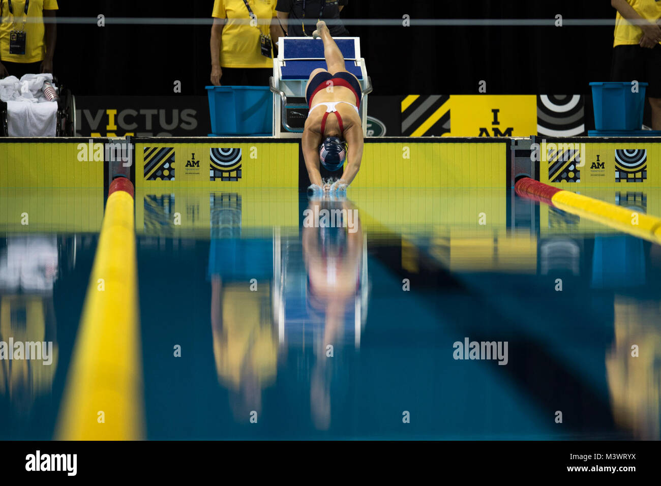 Air Force Captain Christy Wise dives into competition during the 2017 ...