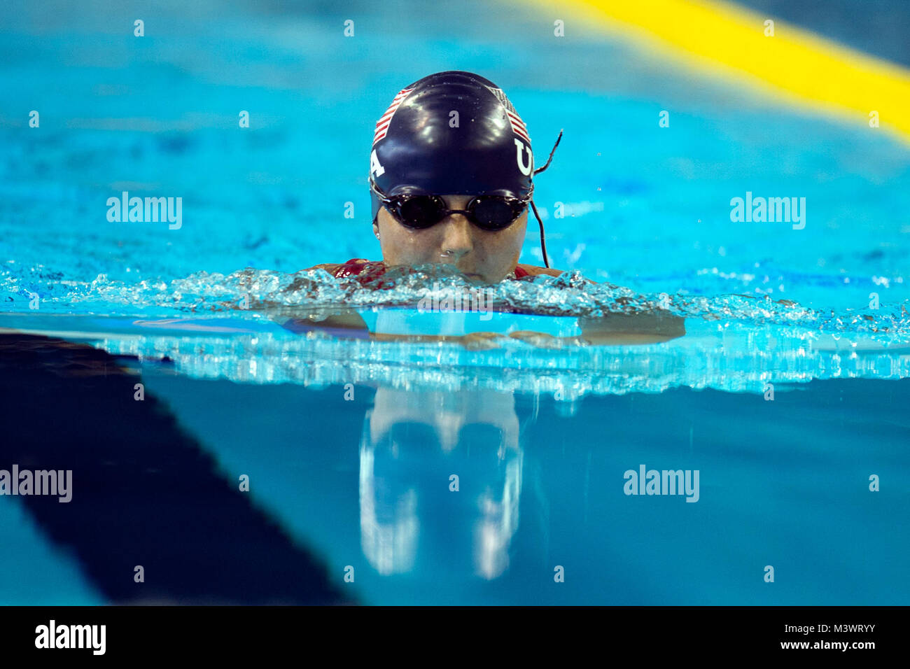 Air Force Captain Christy Wise swims breaststroke during the 2017 ...