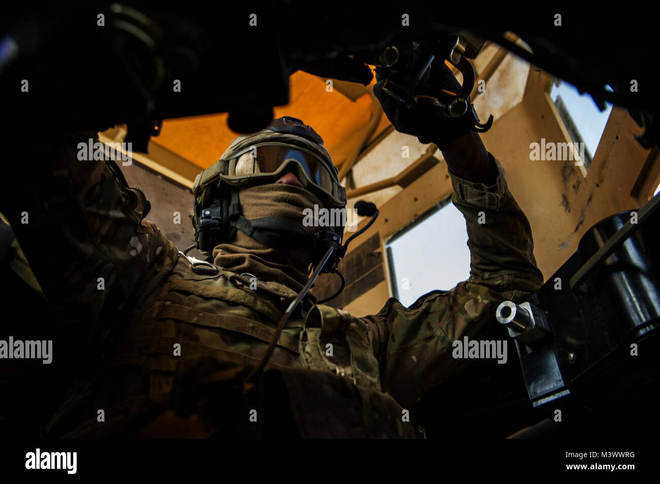 Senior Airman Aaron Yarbrough provides security during a mission ...