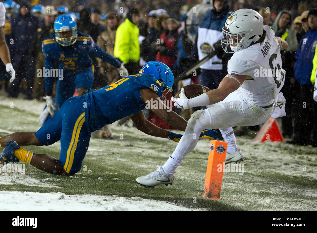 Army running back John Trainor gets stopped at the one yard line on the ...