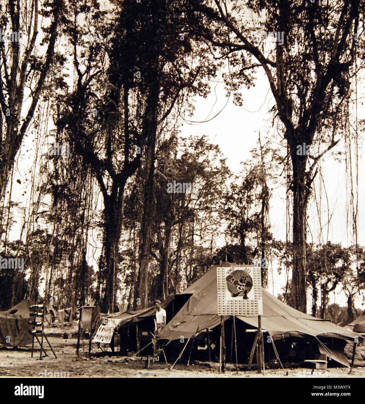 80-G-409070: Scoreboard of VMF-223, with squadrons insignia at ...