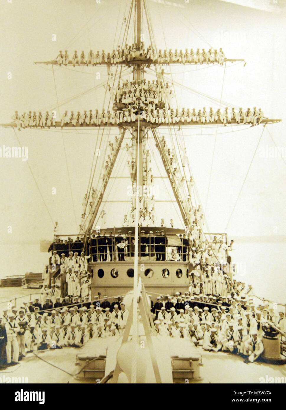 PR-3-Box-34-1: USS Yankee (Training Ship), circa 1904. Crew manning the ...