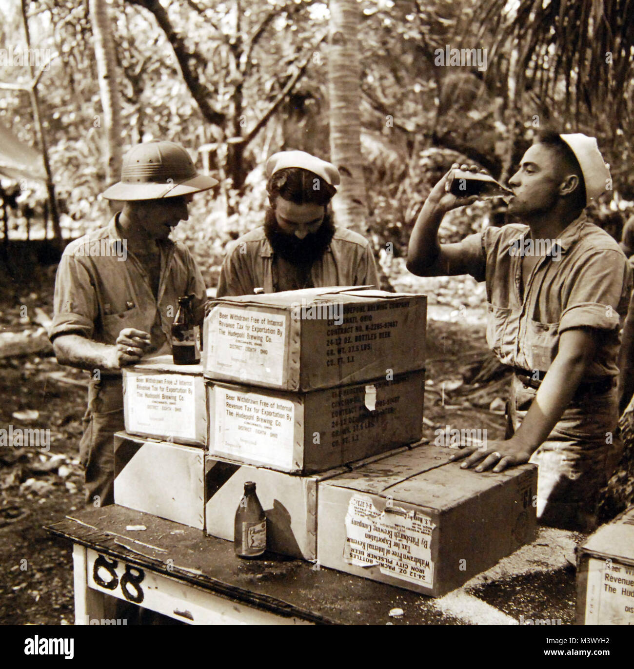 80-G-408189: U.S. Navy personnel on liberty on Mog Mog Island. Enlisted ...