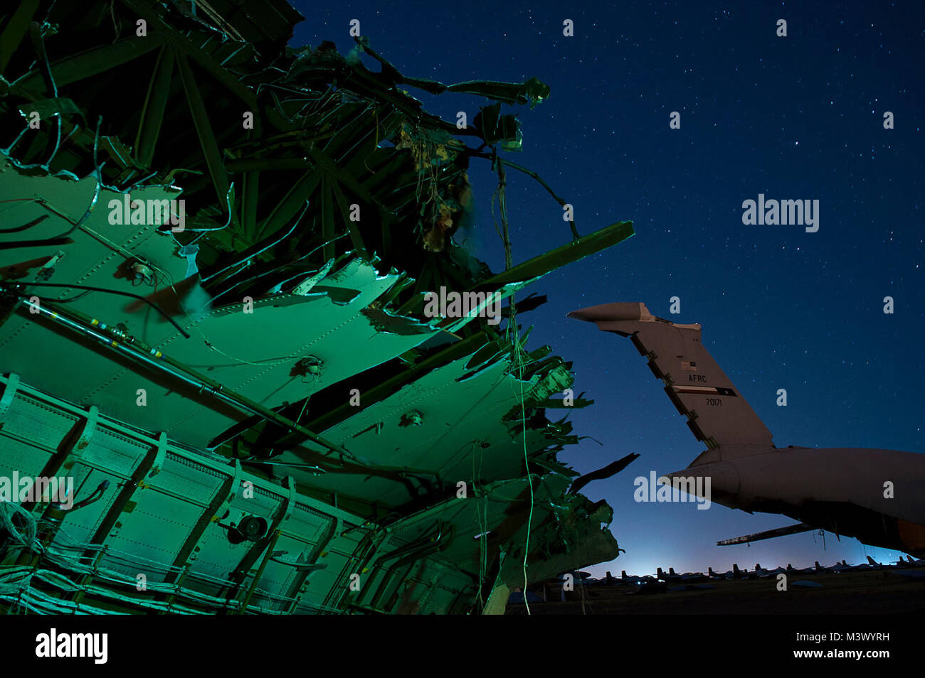 Ripped and torn pieces of the fuselage are all that remain of a C-5 ...