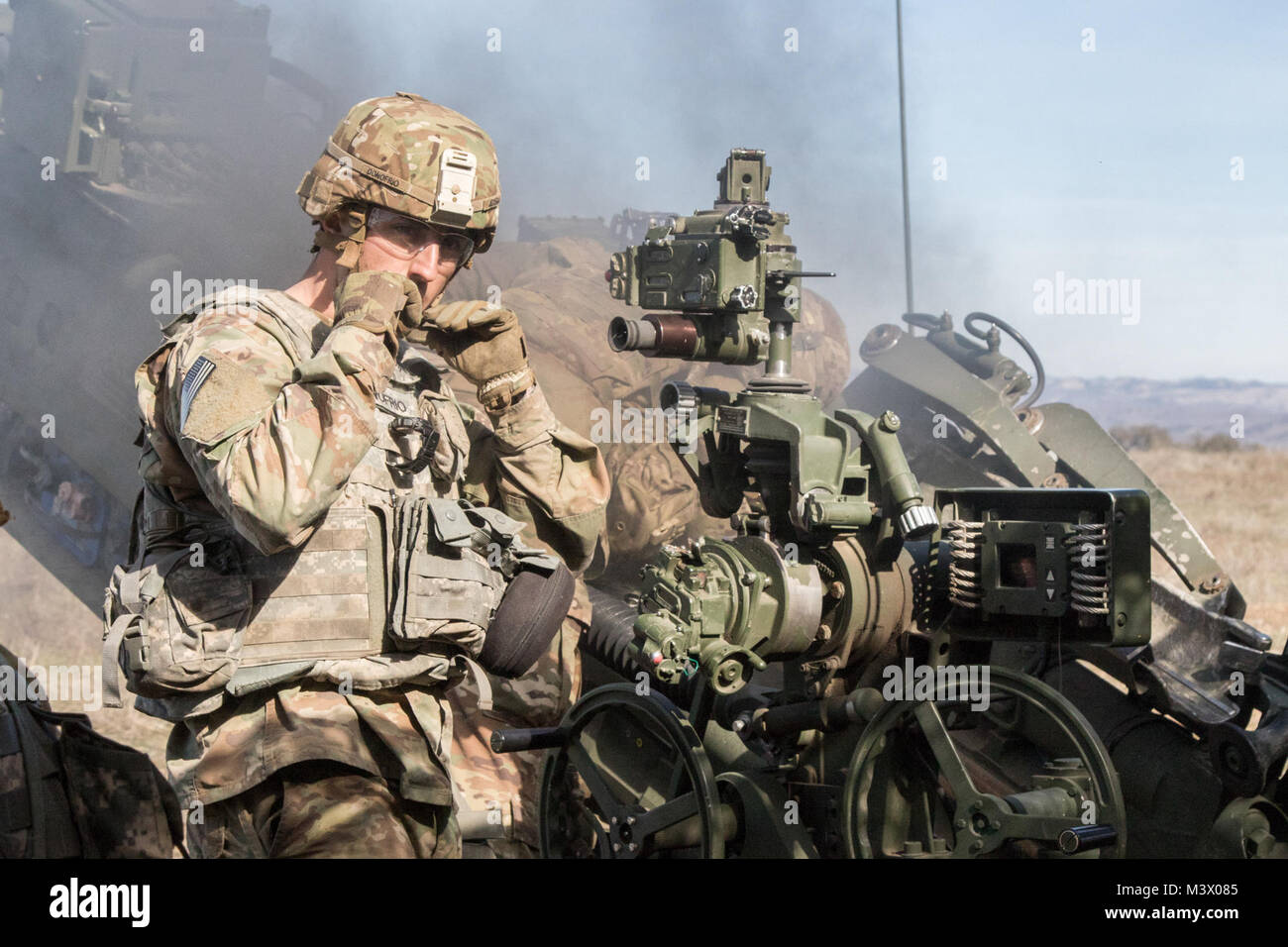Soldiers of A Battery, 1-37 Field Artillery, hone their artillery ...