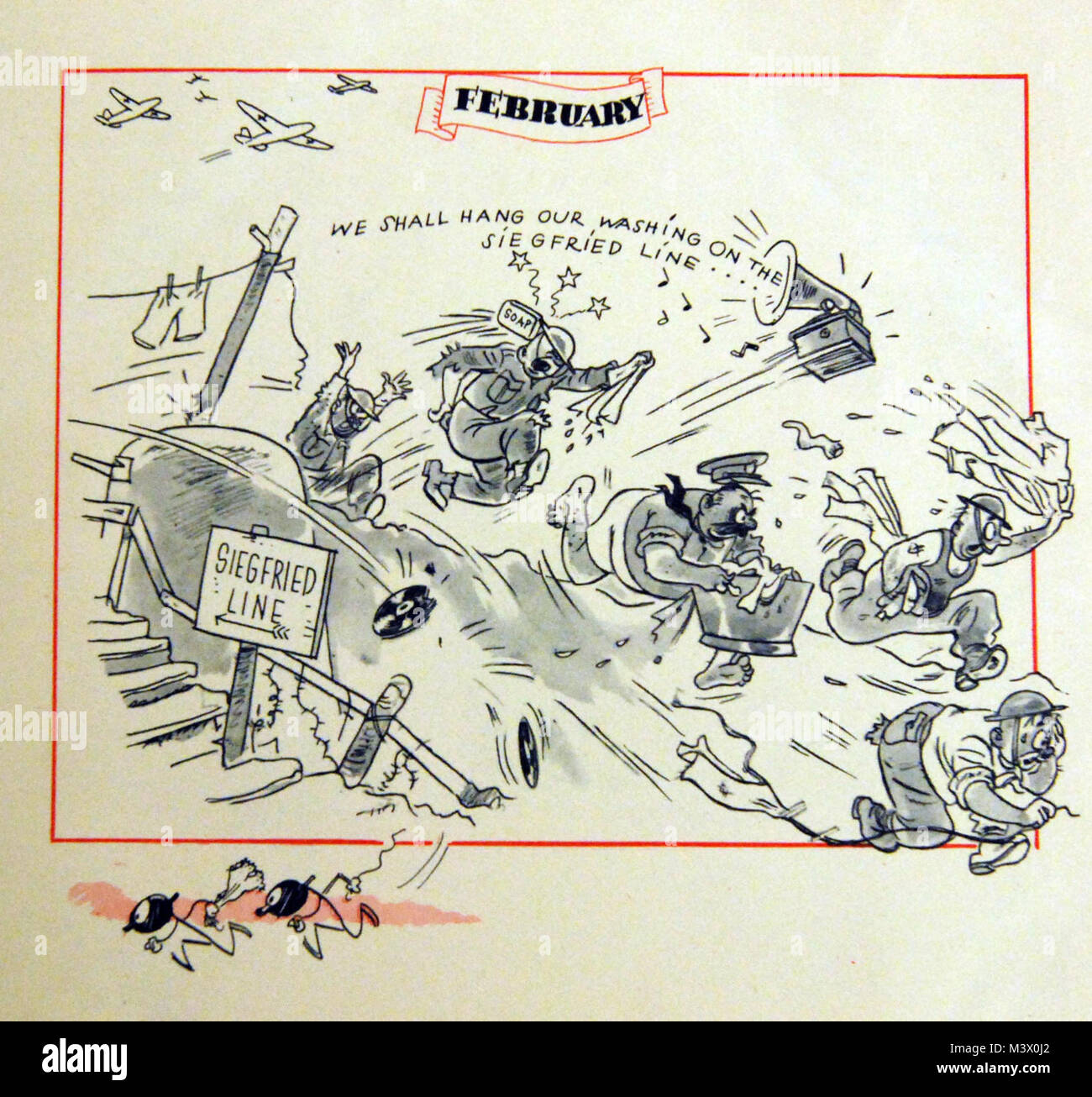 Lot-3867-4: WWII-Cartoons. Twelve-month pamphlet ridiculing the British ...