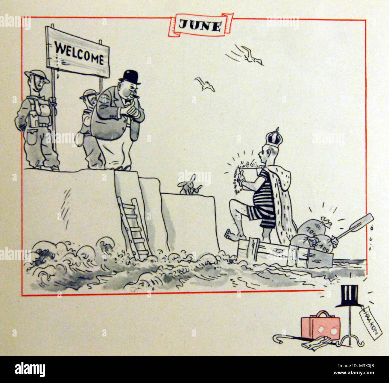 Lot-3867-8: WWII-Cartoons. Twelve-month pamphlet ridiculing the British ...