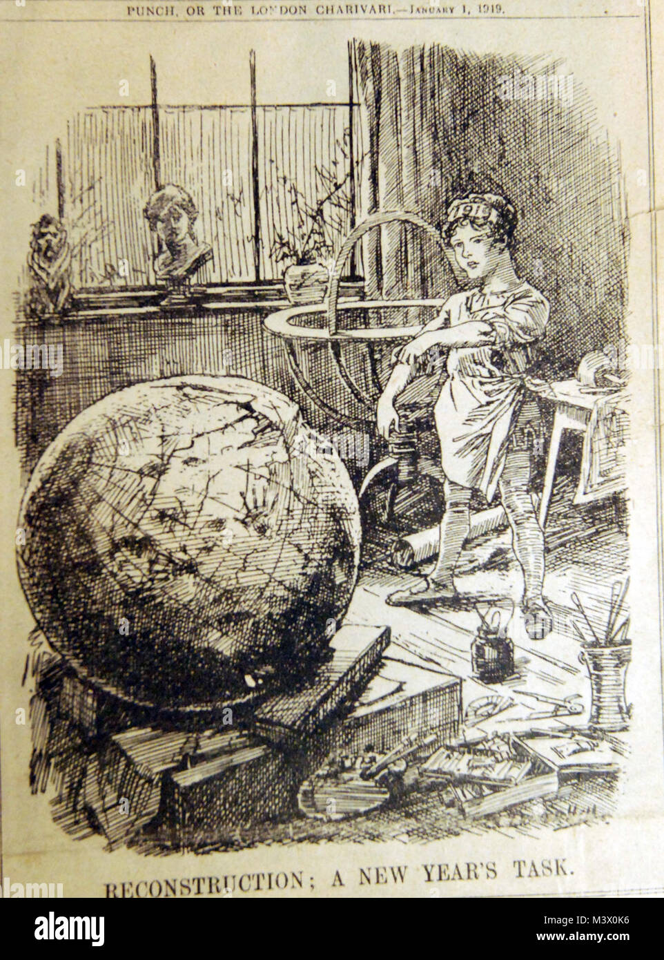Lot-3564-1: WWI-Armistice/Aftermath. Cartoon shows a broken globe with ...