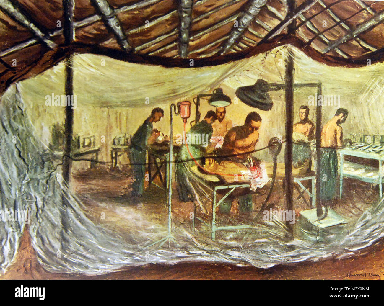Lot-7409-10: WWII: Paintings of Army Medicine. “Jungle Operating Room ...