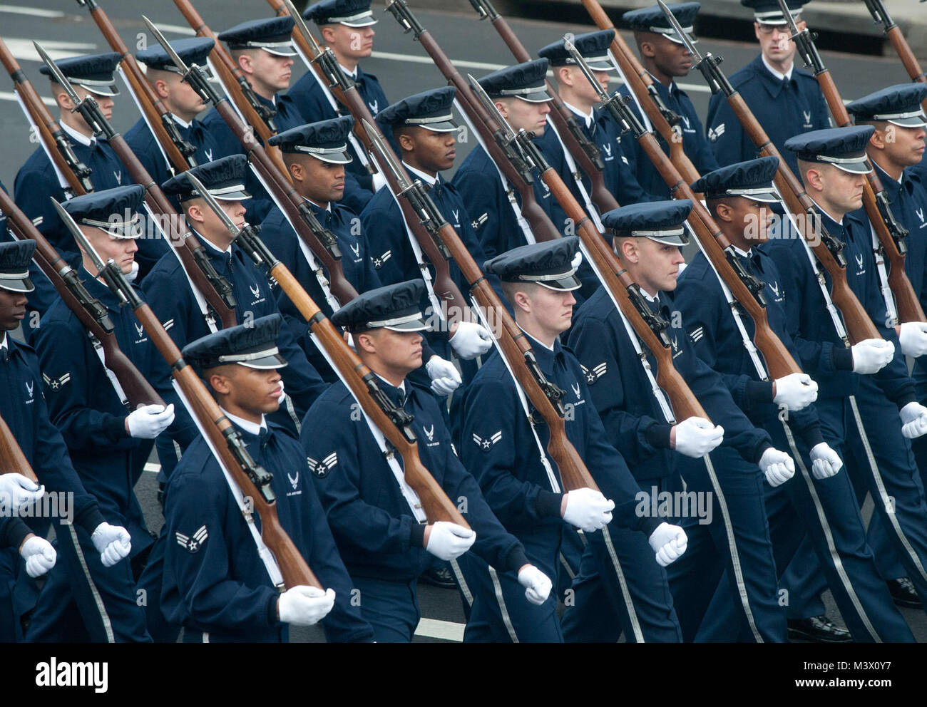 Airmen with the U.S. Air Force Honor Guard march during the ...