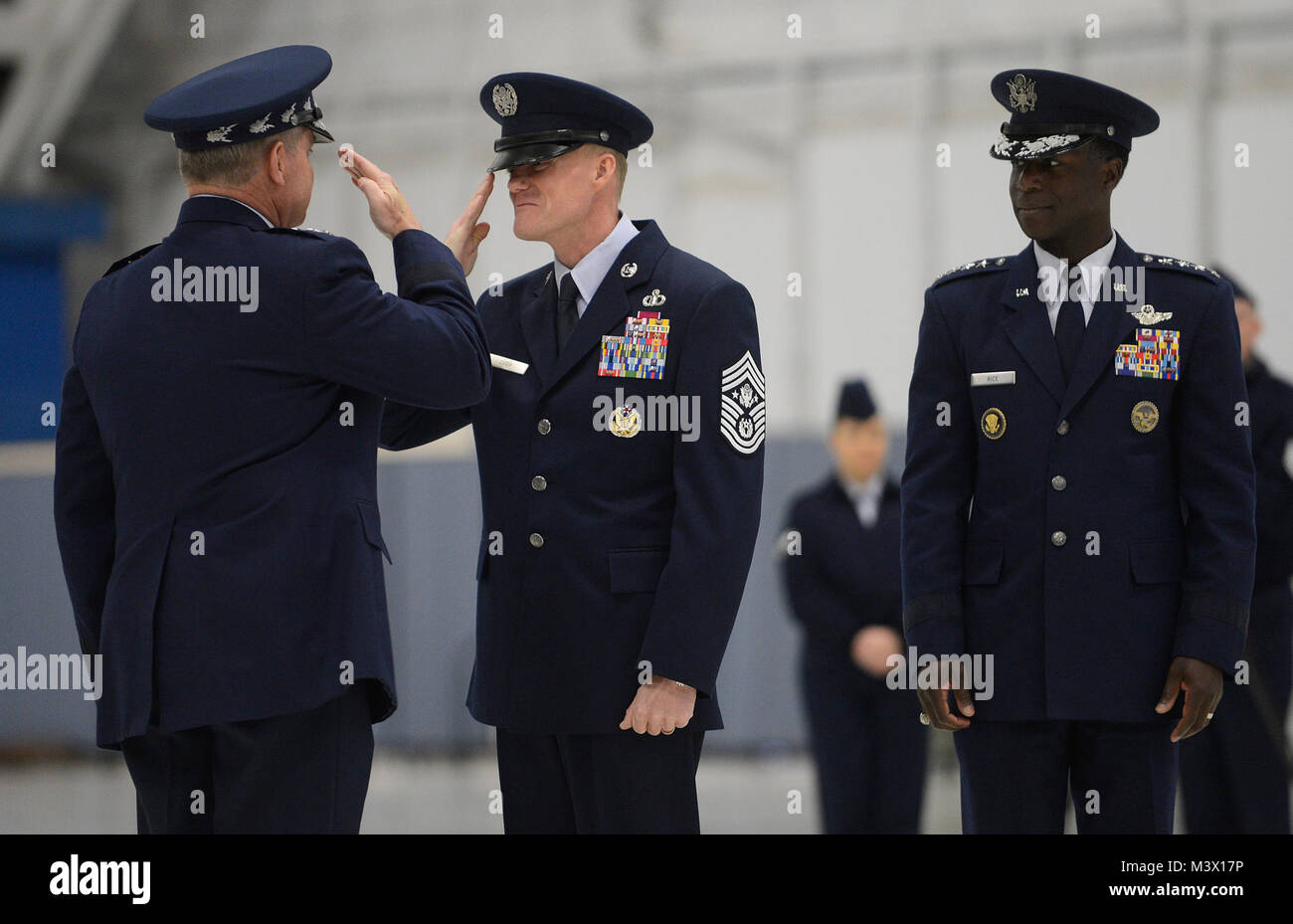 Newly appointed Chief Master Sgt. of the Air Force James Cody salutes ...