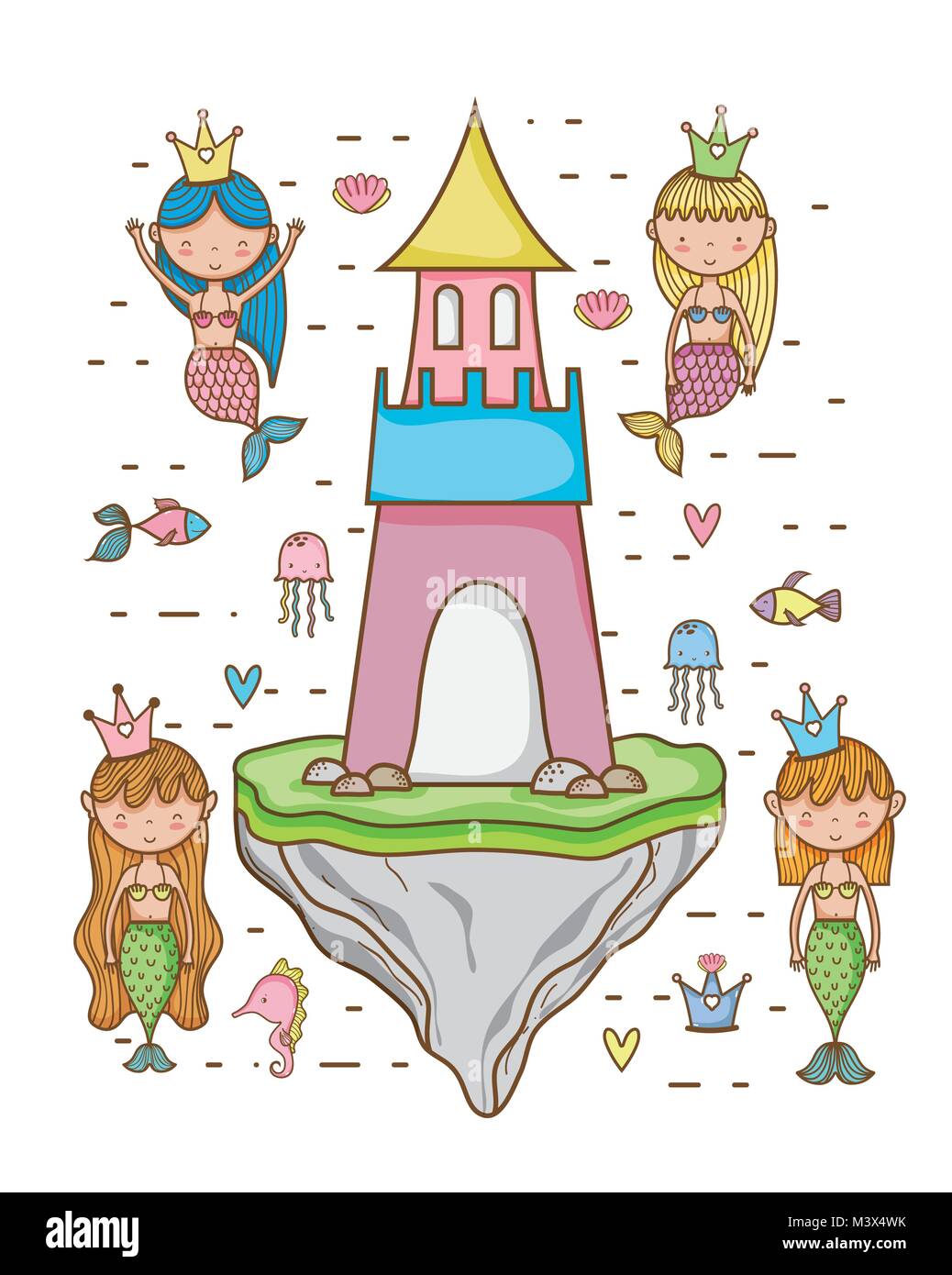 Little mermaid art cartoon Stock Vector Image & Art - Alamy