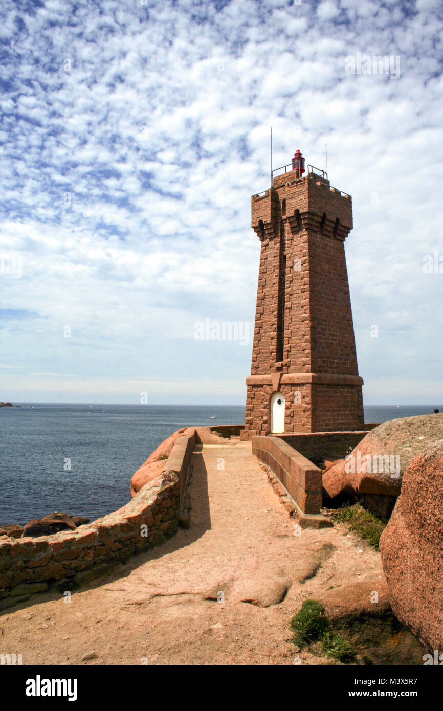 the amazing rocks of pink granite coast in Brittany and suggestive ...