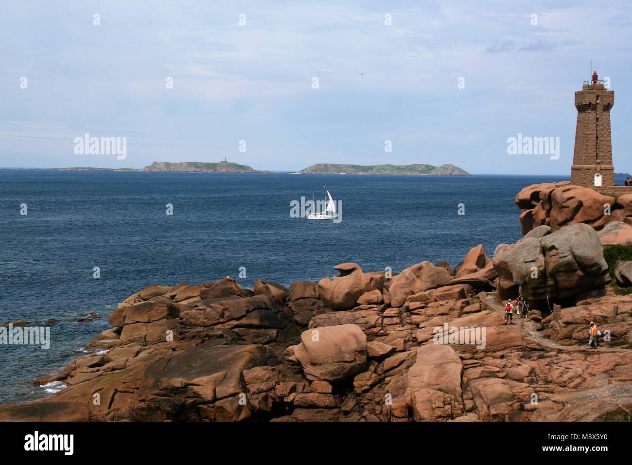 the amazing rocks of pink granite coast in Brittany and suggestive ...