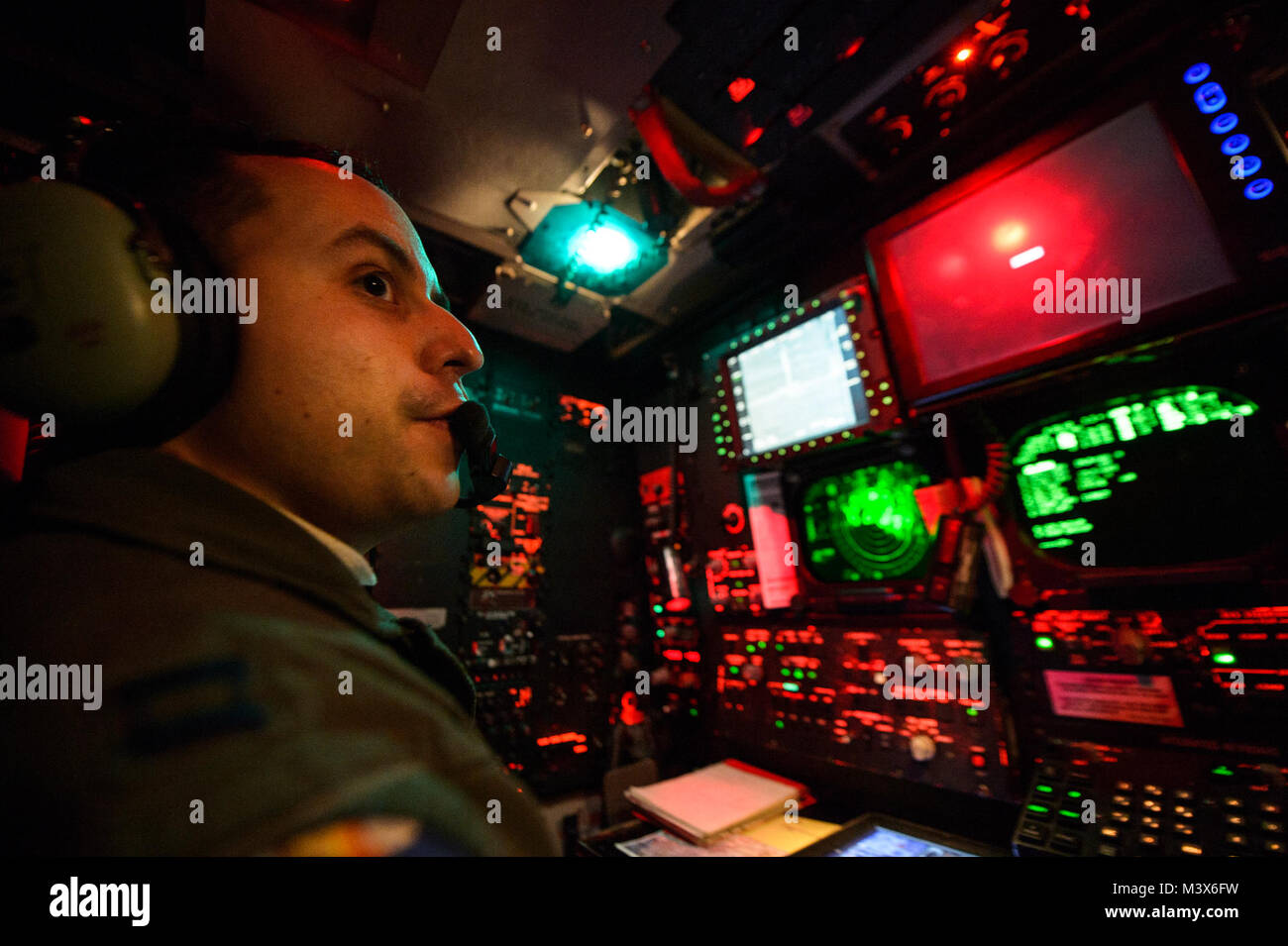 A radar navigator with the 23rd bomb squadron hi-res stock photography ...