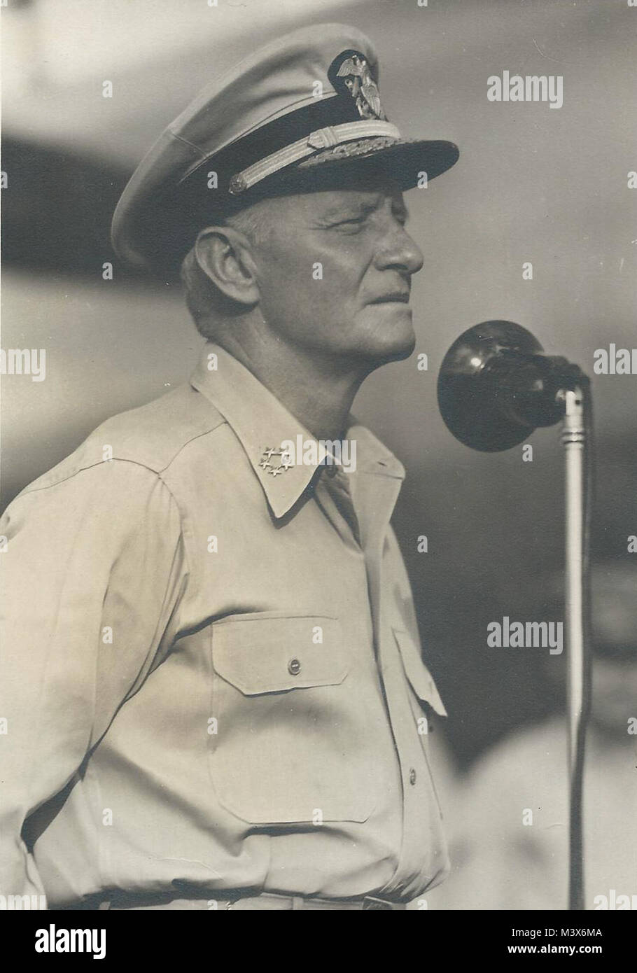 Chester Nimitz giving a speech. From the private collection of Chet Lay ...